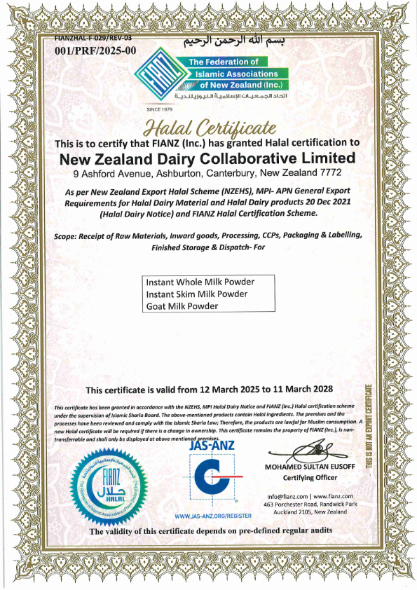 Accreditations - New Zealand Dairy Collaborative Limited | Canterbury ...